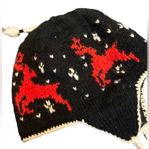 unbranded | Accessories | Darien Wool Blend Hat With Ear Flaps Pom Poms ...